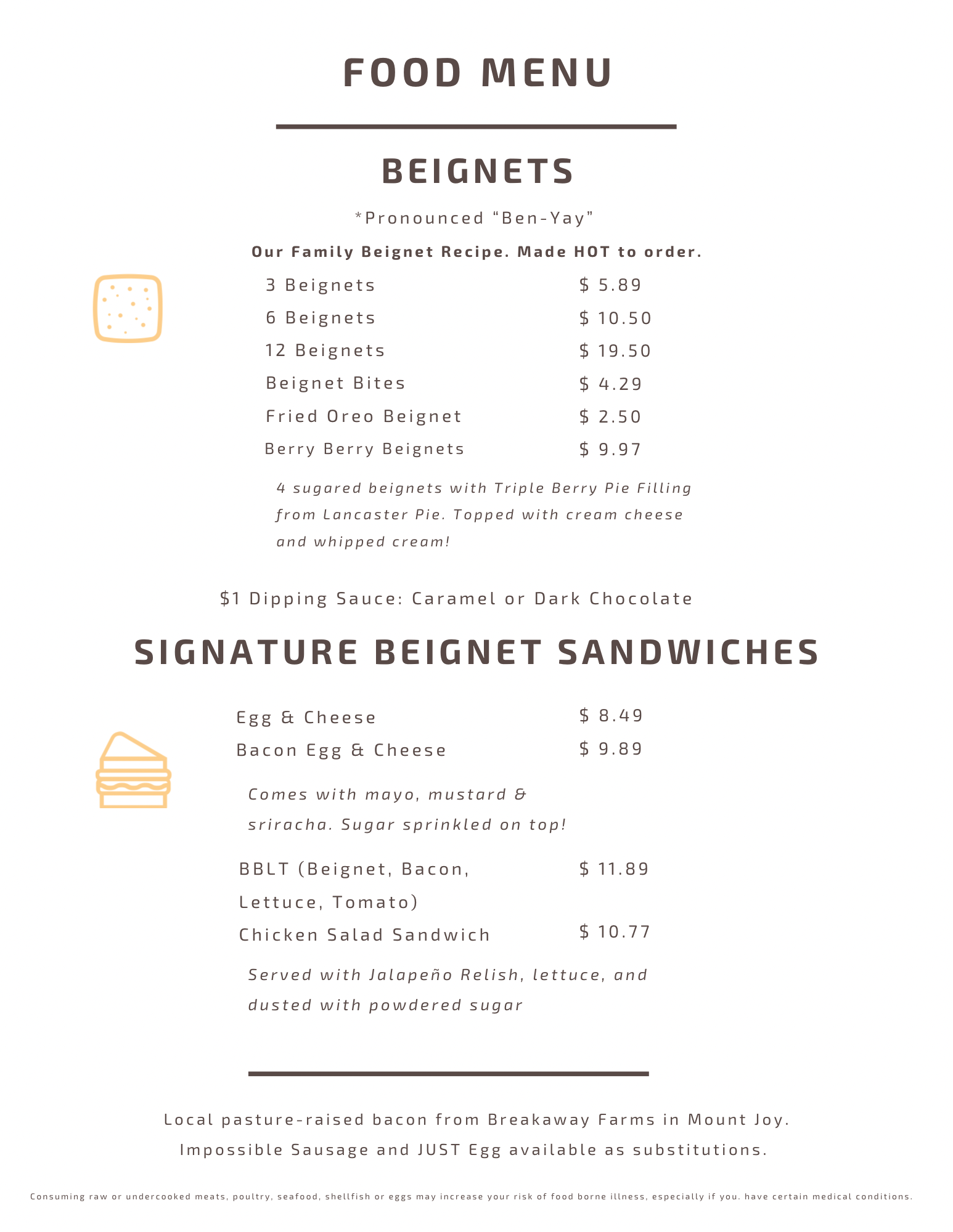 Menu – Lancaster Beignet Company